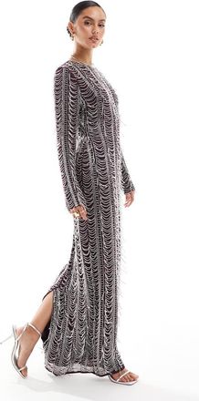Asos Lang&auml;rmliges Maxikleid in Pflaume mit geradem Schnitt und ganzfl&auml;chiger Verzierung-Lila