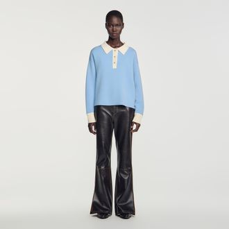Sandro Pull polo en laine bicolore