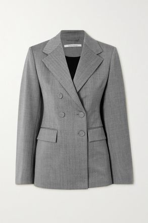 Another Tomorrow + Net Sustain Doppelreihiger Blazer Aus Twill Aus Einer Wollmischung - Schwarz