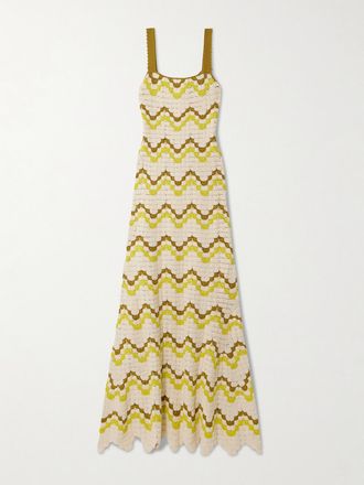 Escvdo Marea Midikleid Aus Geh&auml;kelter Baumwolle Mit Wellenkanten - Elfenbein