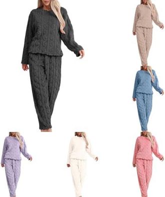 Generic Pyjama polaire pour femme, pyjama dhiver pour femme, ensemble de pyjama en polaire doux et chaud, ensemble de v&ecirc;tements de d&eacute;tente moelleux, haut &agrave; ma