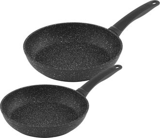 Kuhn Rikon EASY INDUCTION Marble Set &Oslash; 24/28 cm, Bratpfannen geeignet f&uuml;r alle Herdarten, Pfannenset aus Aluminium