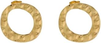 Dansk Copenhagen SOL Waterproof 18K Gold Plated Post Earrings - Hammered Stainless Steel - - Accessories - Damen - Gelb - ONE SIZE