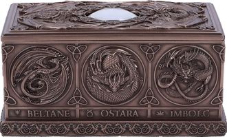 Nemesis Now Dragons of the Sabbats Tarotbox, 14,5 cm, Harz, Bronze, Anne Stokes Fantasy-Geschenkware, Tarotkarten-Box, bronzefarben, Aufbewahrungsbox, gegossen au