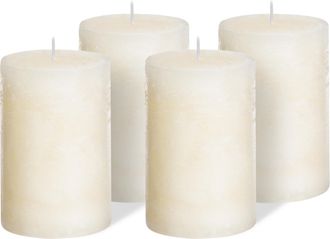 Brandsseller 4er Set Stumpenkerzen 7x14 cm - durchgefärbt & aus Paraffin - rustikale Kerzen mit langer Brenndauer - Dekokerzen für Tischdeko, Weihnachten & Feste -