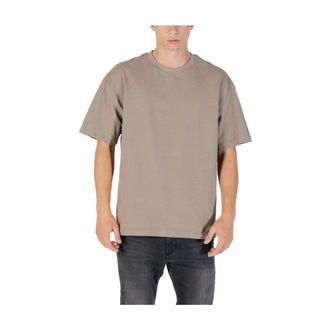 Gianni Lupo Homme, Tops, Beige, Taille: S Cotton Crew Neck T-Shirt