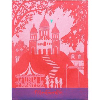 Tissage Moutet Moutet Torchon mit besticktem Herz Küchenhandtuch Geschirrtuch Handtuch, hochwertige Baumwolle in Frankreich gewebt, limitiertes Motiv Montmartre