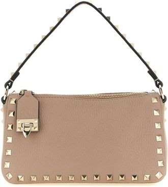 Valentino Garavani Sac bandouli&egrave;re en cuir clout&eacute; - Femme - Sacs - Beige - Taille: ONE Size