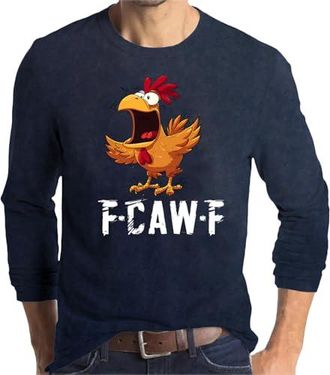 Generic T-shirt &agrave; manches longues pour homme - Col rond dr&ocirc;le de coq - T-shirt graphique d&eacute;contract&eacute; coupe droite - V&ecirc;tements tendance - pour les voyages, Ble