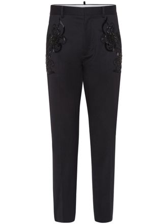 Dsquared2 pantalon fuselé à appliques fleurs - Noir