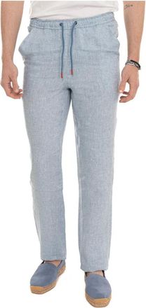 Kiton Homme, Pantalons, Bleu, Taille: W38 Pantalon en Lin avec Cordon de Serrage