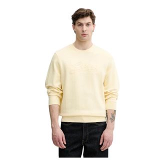 Guess SweaT-shirt &agrave; logo textur&eacute; - Homme - Sweatshirts et sweats &agrave; capuche - Jaune - Taille: S