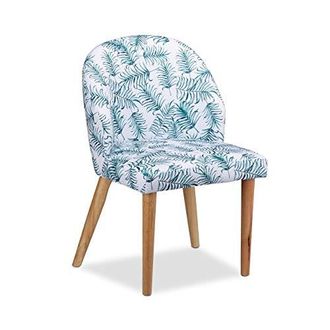 Relaxdays Gemustert Polsterstuhl, weicher Stoffbezug mit Bambusaufdruck, Bequeme Polsterung, HxBxT: 80 x 55 x 53 cm, Standard