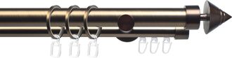 Liedeco Komplettgarnitur, Stilgarnitur, Gardinenstange, Innenlaufgarnitur 25 mm &Oslash; | Endst&uuml;ck Kegel Celtic | Bronze (160 cm / 2-l&auml;ufig Innenlaufprofil)