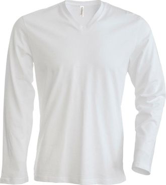 Kariban Herren Langarmshirt mit V-Ausschnitt bis Gr&ouml;&szlig;e 4XL / White, L