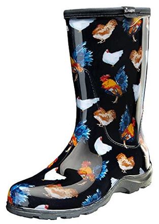 Sloggers Waterproof Garden Rain Boots for Women Bottes de Pluie et de Jardin imperméables pour Femme avec Semelle intérieure Confortable, Noir, 42 EU