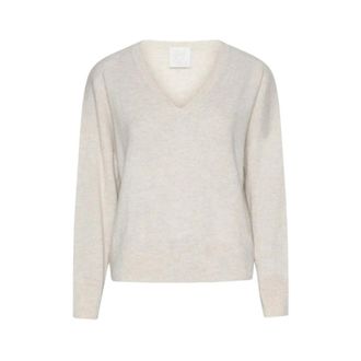 Marella Pull en maille &agrave; col en V - Femme - Pulls - Beige - Taille: 40 FR