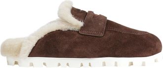 Miu Miu Shearling-lined Suede Mules