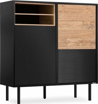Konsimo Lofty Kommode TV/HiFi Einlage, schwarz / Eiche natur - Konsimo