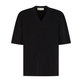Ami Pullover mit V-Ausschnitt und kurzen &Auml;rmeln - - Tops - Herren - Schwarzk - L