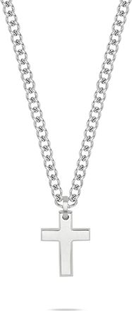 s.Oliver Herren Necklace - Halskette aus poliertem Edelstahl mit Kreuzanh&auml;nger - Silber - Panzerkette verstellbar bis 55 cm - wasserfest & hautfreundlich