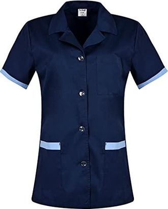 B-Well Gabi Blouse Medicale Femme Blouse de Travail Femme Uniforme Médical Femme Manches Courtes Col en V avec Boutons - Bleu - XXX-Large