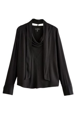 Next Langarmbluse Drapierte Schluppenbluse mit langen &Auml;rmeln (1-tlg)