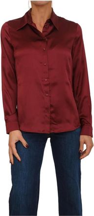 Nenette Femme, Blouses et Chemises, Rouge, Taille: 42 FR Camicia Fittata Tessuto Raso Seta 16mm