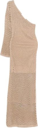 Simona Corsellini Femme, Robes, Beige, Taille: 36 FR Robe Maxi Une &Eacute;paule en Maille Ajour&eacute;e