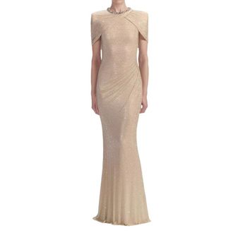 Self Portrait Strassbesetztes Maxikleid - - Dresses - Damen - Beige - XS