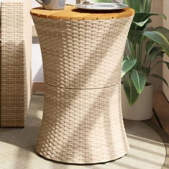 vidaXL Vidaxl - Table dappoint de jardin forme tambour beige rotin bois massif
