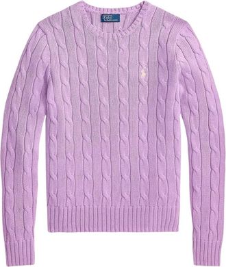 Polo Ralph Lauren Femme, Pulls, Violet, Taille: 38 FR Pull en maille torsad&eacute;e &agrave; col rond