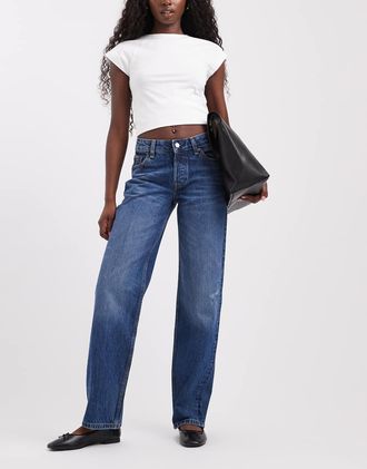 Tommy Jeans Sophie Jeans mit niedrigem Bund und geradem Schnitt in mittlerer Waschung-Blau