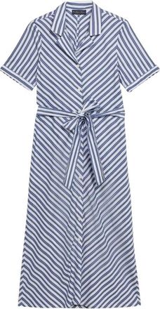 Brooks Brothers Femme, Robes, Bleu, Taille: 42 FR Robe Chemise Ray&eacute;e avec Ceinture