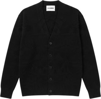 Jil Sander Cardigan en laine &agrave; col en V - Homme - Pulls - Noir - Taille: L
