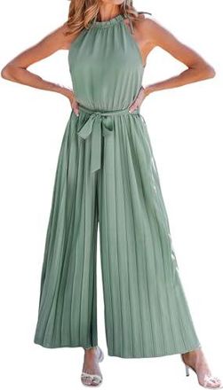 Cupshe Combinaison dos nu sans manches pour femme, style vacances, barboteuse d&eacute;t&eacute; &agrave; jambes larges, pantalon ample, respirant, lisse, tenue d&eacute;contract&eacute;e, Ver