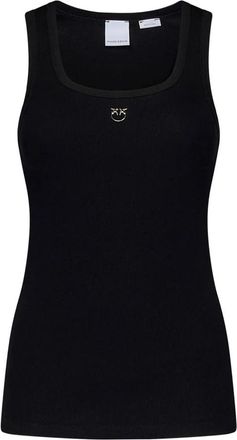 Pinko Pinko, Femme, Tops, Noir, Taille: 42 FR Débardeur côtelé Détail Smiley