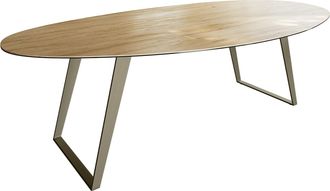 DELIFE Esszimmertisch Edge Oval 280x130 cm Keramik Laminam Sabbia Eichefarbig Metall Schr&auml;g Effektfinish Titan