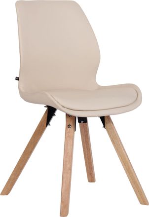 Clp Besucherstuhl Luna Kunststoff I Stoff I Samt I Kunstleder I Lehnstuhl mit Holzgestell, Farbe:Creme, Material:Kunstleder