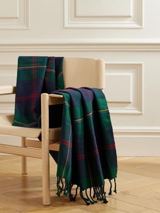 Ralph Lauren Home Plaid En Laine Et Lin Mélangés À Franges Et À Carreaux Langport - Vert