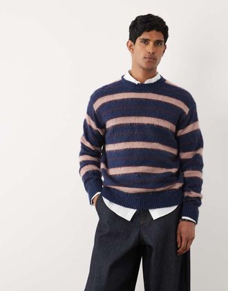 Redefined Rebel Marco - Oversize-Strickpullover mit buntem Streifenmuster-Mehrfarbig