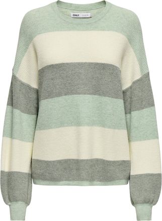 Only Damen Onlatia L/S Stripe Pullover KNT Noos Sweater, Silt Green,XS