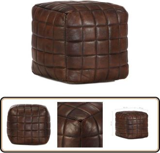 vidaXL Pouf 40 x 40 x 40 cm Marron foncé Cuir véritable de chèvre - Pouf En Cuir - Pouf Design - Pouf Moderne - Pouf Vintage - Pouf Confort
