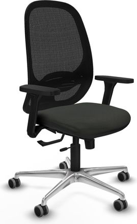Piqueras y Crespo Schreibtischstuhl aus schwarzem Mesh mit 3D-Armen, h&ouml;henverstellbare Lendenwirbelst&uuml;tze, ausgestattet mit Syncro/Traslack und Schneideschaum, Schwarz/