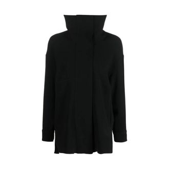 Alberto Biani Schwarzes Oberteil mit hohem Ausschnitt und offenen N&auml;hten - - Jackets - Damen - Schwarzk - S