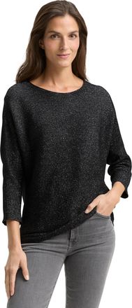 Tom Tailor Damen 1049464 Loose Fit Strickpullover mit Glitzer-Effekt, 14482-Deep Black, 3XL