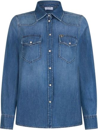 Liu Jo Femme, Blouses et Chemises, Bleu, Taille: 38 FR Chemise en jean