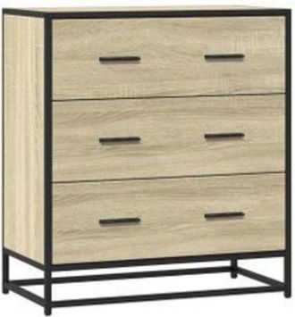 Les Tendances Commode 3 tiroirs Dovany L68xH76xP35 - Bois et m&eacute;tal-Ch&ecirc;ne clair