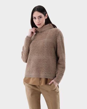 van Laack Oversized Rollkragenpullover mit Karo-Struktur
