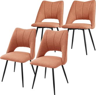 ML Design ML-Design Esszimmerstühle 4er Set Orange, Wohnzimmerstühle aus Stoffbezug & schwarzen Metallbeinen, Küchenstühle mit Rückenlehne, Polsterstühle für Es
